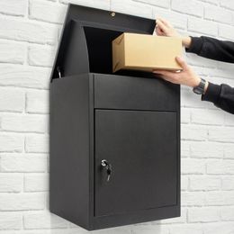 Todeco - Paketbriefkasten mit Briefkasten, Abschließbare Paket Postkasten mit Rückholsperre, Standbriefkasten oder Wandbriefkasten, Box Paket