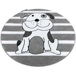 RUGSX Kinderteppich petit puppy hündchen Kreis grau grey rund 120 cm