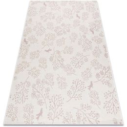 RUGSX Teppich flat 48774/526 Laub Vögel - creme rosa pink 160x230 cm