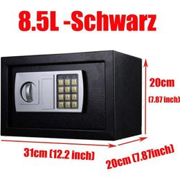 Safe Tresor mit Schlüssel mit Elektronischem Zahlenschloss Möbeltresor Wandtresor Numerische Digital Elektronische Sicher, 8.5L -Schwarz