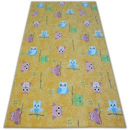 RUGSX Teppich für Kinder owls gelb yellow 200x350 cm