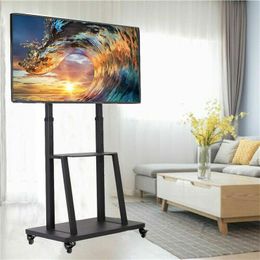 Tv Ständer mit Rollen, tv Wagen Höhenverstellbar Fernsehständer Rollbar tv Standfuss für 32–80 Zoll, vesa 600x400mm, bis Max 65kg