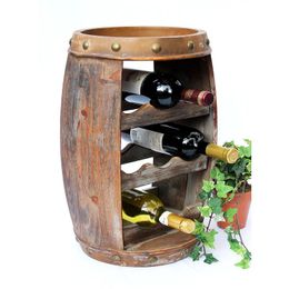 Weinregal Weinfass 1555 Holz Stehend Braun 50 cm Flaschenständer Flaschenregal Regal Holzfass Fassbar - DanDiBo