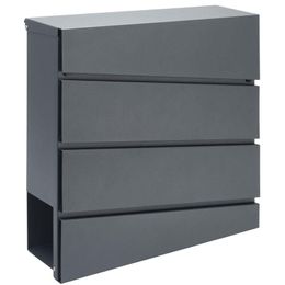 Monzana - Design Briefkasten Stahl anthrazit verzinkt mit Zeitungsfach 2 Schlüssel Wandbriefkasten
