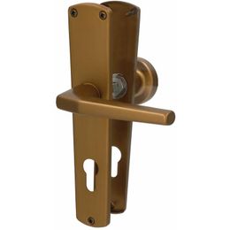 ALPERTEC - PZ-Langschildgarnitur Phil Aluminium F4 bronze abgerundet Beschläge