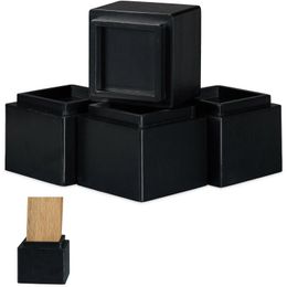 Möbelerhöher 4er Set, Erhöhung um 8,5 cm, für Tische, Stühle und andere Möbel, HxBxT 10x11,5x11,5 cm, schwarz - Relaxdays