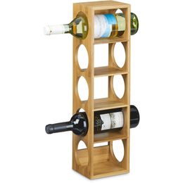 Relaxdays - Weinregal aus Bambus HxBxT: ca. 53 x 14 x 12 cm Flaschenhalter mit 5 Fächern Holzregal für Wein Flaschenregal modern Regal für Getränke