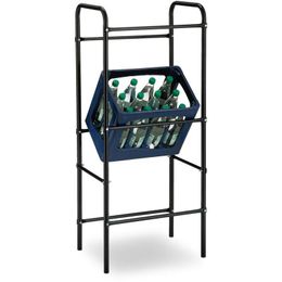 Getränkekistenregal, HxBxT 116 x 50 x 34 cm, Getränkekistenständer für 3 Kisten, Stahl, Getränkeregal, schwarz - Relaxdays
