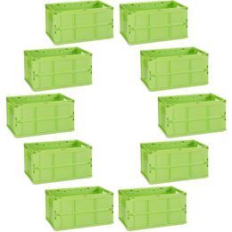 Relaxdays 10x Professionelle Transportbox, stabile Klappboxen, Gewerbe, hochwertiger Kunststoff, Qualität, 60 Liter, grün