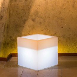 Tekcnoplast - Harz-Blumentopf Cube mit Led h40 40x40 weisser Lampe