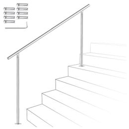 Treppengeländer Edelstahl Geländer Balkongeländer ø 42mm für Innen und Außen Garten Treppenhaus 160 cm 0 Querstäbe - HENGDA
