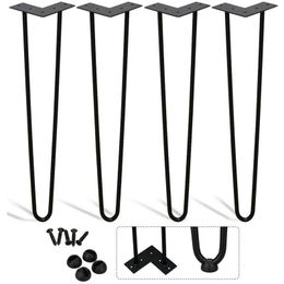 Hairpin Legs, 4er Set, 35 cm, schwarz, 3 Streben Tischbeine aus Stahl - HENGDA
