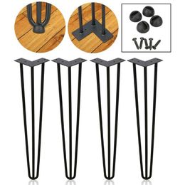 Hairpin Legs, 4er Set, 61 cm, schwarz, 2 Streben Tischbeine aus Stahl - HENGDA
