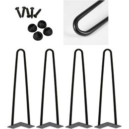 HENGDA - Hairpin Legs, 4er Set, 61 cm, schwarz, 3 Streben Tischbeine aus Stahl