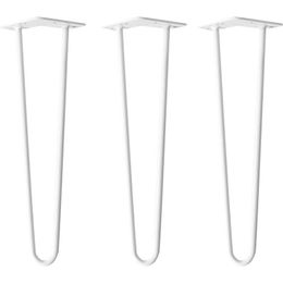 Hairpin Legs, Tischbeine, Haarnadelbeine, 12mm Stahl, Möbelfüße, Tischgestell, Tischkufen - 3 Stück, Weiß, 45cm - 2 Streben - Hocker/Bank - Weiß