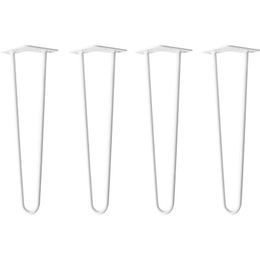 Natural Goods Berlin HAIRPIN Legs, Tischbeine, Haarnadelbeine, 12mm Stahl, Möbelfüße, Tischgestell, Tischkufen - 4 Stück, Weiß, 45cm - 2 Streben