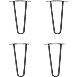 Hairpin Legs, Tischbeine, Haarnadelbeine, 12mm Stahl, Möbelfüße, Tischgestell, Tischkufen - 4 Stück, Industrial Anthrazit (geölt), 20cm - 2 Streben