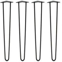 Hairpin Legs, Tischbeine, Haarnadelbeine, 12mm Stahl, Möbelfüße, Tischgestell, Tischkufen - 4 Stück, Schwarz, 71cm - 2 Streben - Tisch - Schwarz