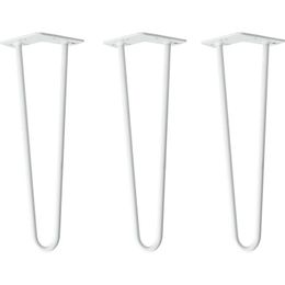 Natural Goods Berlin HAIRPIN Legs, Tischbeine, Haarnadelbeine, 12mm Stahl, Möbelfüße, Tischgestell, Tischkufen - 3 Stück, Weiß, 40cm - 2 Streben