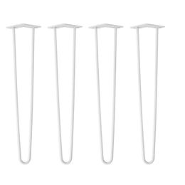 Hairpin Legs, Tischbeine, Haarnadelbeine, 12mm Stahl, Möbelfüße, Tischgestell, Tischkufen - 4 Stück, Weiß, 60cm - 2 Streben - Schreibtisch mit