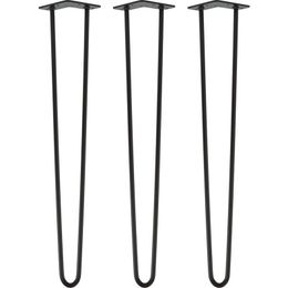 Hairpin Legs, Tischbeine, Haarnadelbeine, 12mm Stahl, Möbelfüße, Tischgestell, Tischkufen - 3 Stück, Schwarz, 71cm - 2 Streben - Tisch - Schwarz