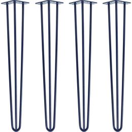 Hairpin Legs, Tischbeine, Haarnadelbeine, 12mm Stahl, Möbelfüße, Tischgestell, Tischkufen - 4 Stück, Blau, 71cm - 3 Streben - Tisch - Marineblau