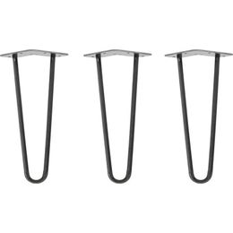 Hairpin Legs, Tischbeine, Haarnadelbeine, 12mm Stahl, Möbelfüße, Tischgestell, Tischkufen - 3 Stück, Industrial Anthrazit (geölt), 30cm - 2 Streben
