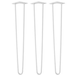 Hairpin Legs, Tischbeine, Haarnadelbeine, 12mm Stahl, Möbelfüße, Tischgestell, Tischkufen - 3 Stück, Weiß, 71cm - 2 Streben - Tisch - Weiß - Natural