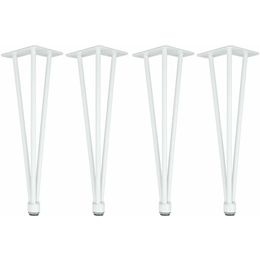 Hairpin Legs Adjustable, Haarnadelbeine, höhenverstellbar, Tischbeine, Tischgestell, 12mm Stahl, diy - 4 Stück, Weiß, 40cm - 3 Streben