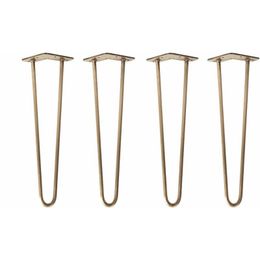 Hairpin Legs, Tischbeine, Haarnadelbeine, 12mm Stahl, Möbelfüße, Tischgestell, Tischkufen - 4 Stück, Antik Gold, 45cm - 2 Streben - Hocker/Bank