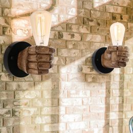 Industrielle Harz Faust Wandlampe Retro Kreative E27 Küche Wohnzimmer Loft Dekoration Wandleuchte - Linkshänder