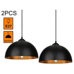 VINGO - 2er Set Pendelleuchte Lampenschirm ø 30cm Pendellampe Industrielle Vintage Metall E27 Hängelampe 60W Hängeleuchte Deckenlampe - schwarz