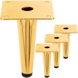 Packung mit 4 geraden Möbelbeinen mit konischer Form und Anti-Rutsch-Schutz 12cm goldfarben - PrimeMatik