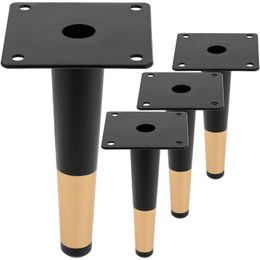Packung mit 4 geraden Möbelbeinen mit konischer Form und Anti-Rutsch-Schutz 15cm schwarz und gold Farbe - PrimeMatik