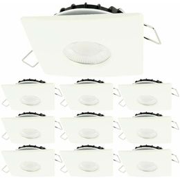 Set mit 10 LED-Einbaustrahlern 8W milan cct IP65 IK07 Weißer quadratischer Kragen mit dimmbarem Transformator