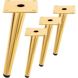 Packung mit 4 konisch geformten Möbelbeinen mit Anti-Rutsch-Schutz 20cm goldfarben - PrimeMatik