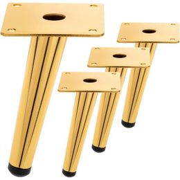 4er-Pack konische Möbelbeine mit Antirutsch-Schutz 15cm goldfarben - PrimeMatik