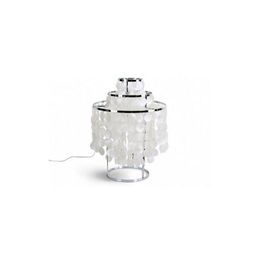 PRIVATEFLOOR Tischlampe mit Perlmuttscheiben - Wohnzimmerlampe - Fun Weiß - Perlmutt, Rostfreier Stahl, Metall - Weiß
