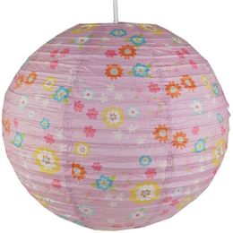 Niermann - Kinder Papierlampe blümchen Muster Lampenschirm Ø40cm mit Aufhängung & led Licht