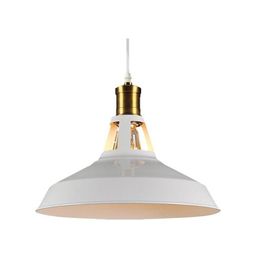Pendelleuchte Lampenschirm Retro Hängelampe aus Metall Edisen E27 Lampe für Loft Esszimmer Wohnzimmer Flur Weiß - 1PCS