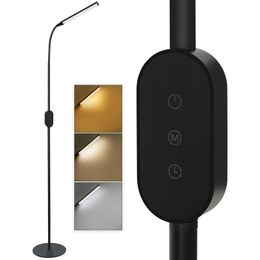 ZMH LED Stehlampe dimmbar Wohnzimmer Leselampe - Modern Stehleuchte Touch Standleuchte mit Timer und Memoryfunktion Flexibler Schwanenhals