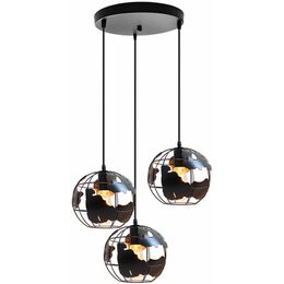 Axhup - Pendelleuchte Vintage, Stil-Industri Hängeleuchten im Ø20 cm Globus Design, Decken Lampe Kugel E27 für Wohnzimmer Esszimmer Flur Schwarz - 3