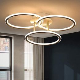 ZMH - led Deckenlampe Deckenleuchte Wohnzimmer-Modern Ringe Design Warmweiß Licht 3000K Schlafzimmerlampe 41W 3 Flammig aus Eisen und Aluminium