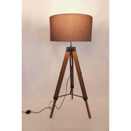 Stehlampe Elly - Stehleuchte Wohnzimmer - Leselampe - Stativ - Holz - 145 cm - E27 led - 40W - Braun - brown - Maxxhome