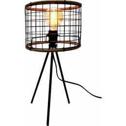 Tischlampe - Stehlampe Wohnzimmer - Leselampe - Schwarzer Rahmen - Holzdetails - 49 cm - E27 led - 40W - black - Maxxhome
