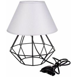 288 Pati Tischlampe mit rundem konischem Schirm Schwarz, Grau, 25 cm, 1x E27 - Keter Lighting