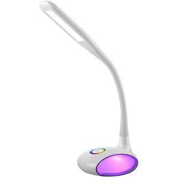 WILIT - Schreibtischlampe Kinder led Dimmbar Tischlampe Schlafzimmer mit Farblicht und 3 Helligkeitsstufen Nachttischlampe Touch Weiß