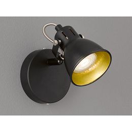 LED Spot Wandleuchte BOBBY - Wandstrahler Industrial Schwarz Gold