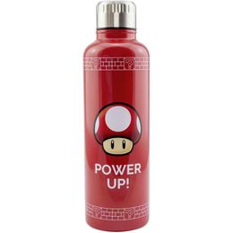 Paladone Super Mario Metall Trink- flasche Power Up rot/weiß, bedruckt, aus Edelstahl, Fassungvermögen ca.500 ml.