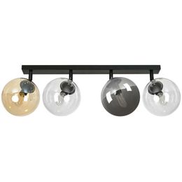 EMIBIG LIGHTING Emibig tofi Black Globe Deckenstrahler mit klaren, graphitfarbenen und bernsteinfarbenen Glasschirmen, 4x E14